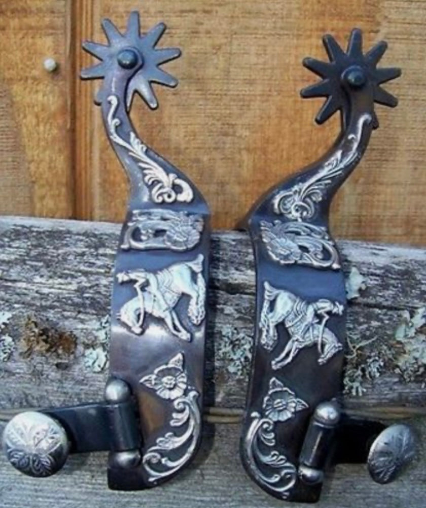 Metalab men’s floral reining spur – Rockin W Ranch Saddlery